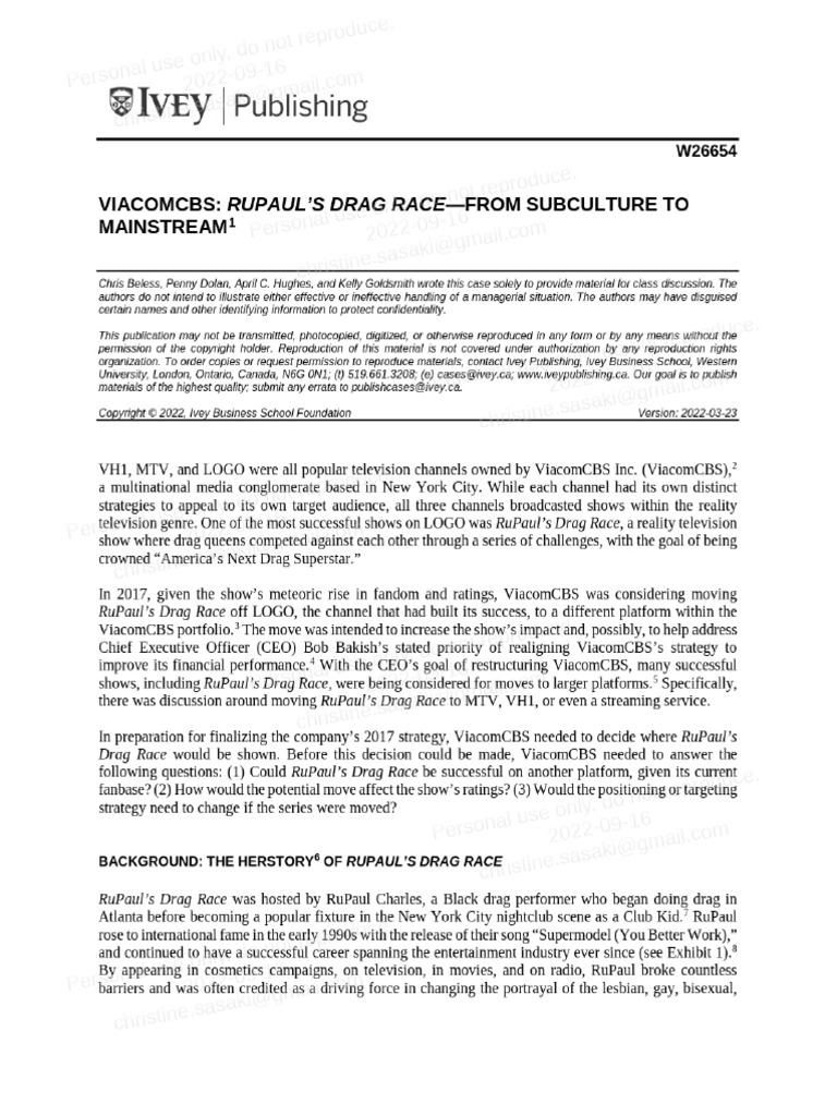 RuPaul Case - Marketing | PDF