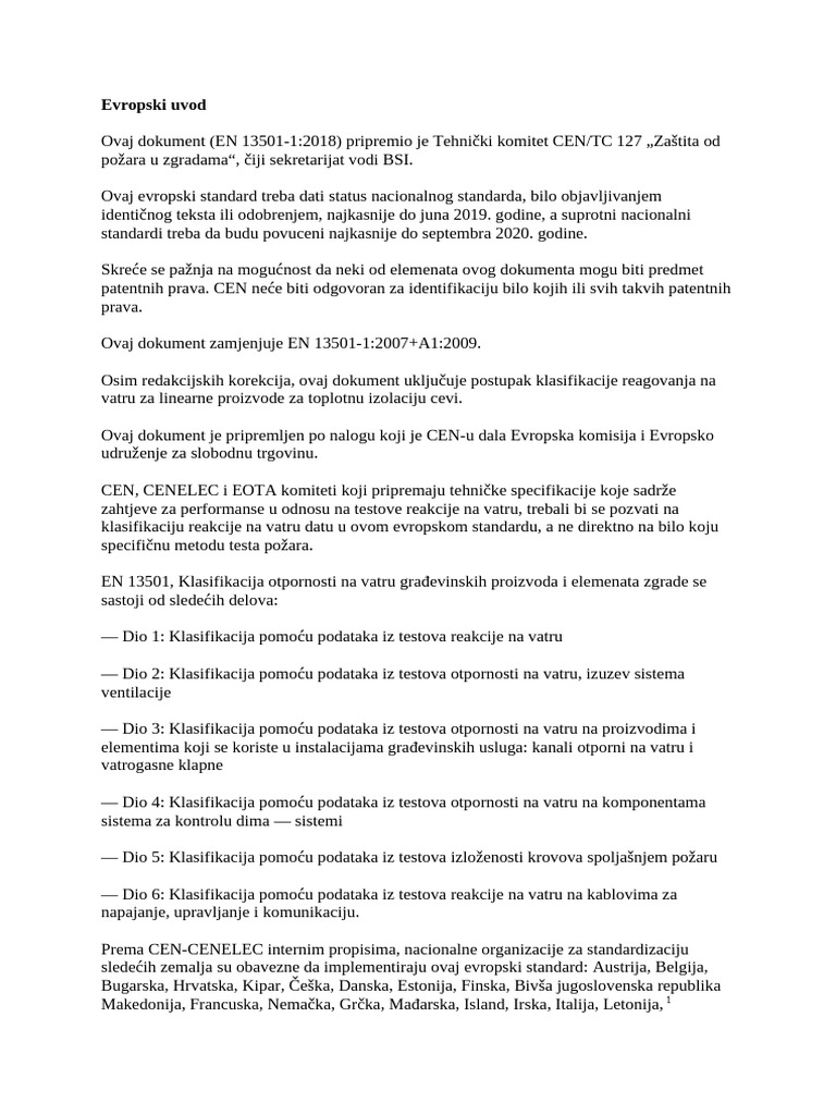 Prevod EN 13501 - 1 | PDF
