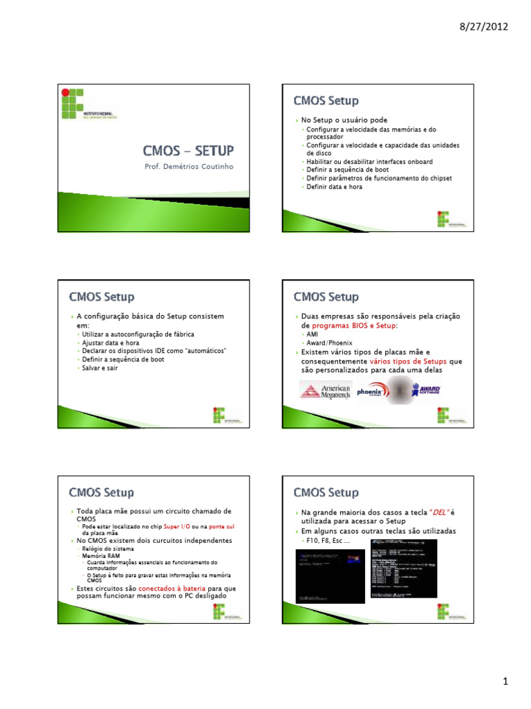 07 - Cmos Setup | PDF | BIOS | Inicialização (informática)