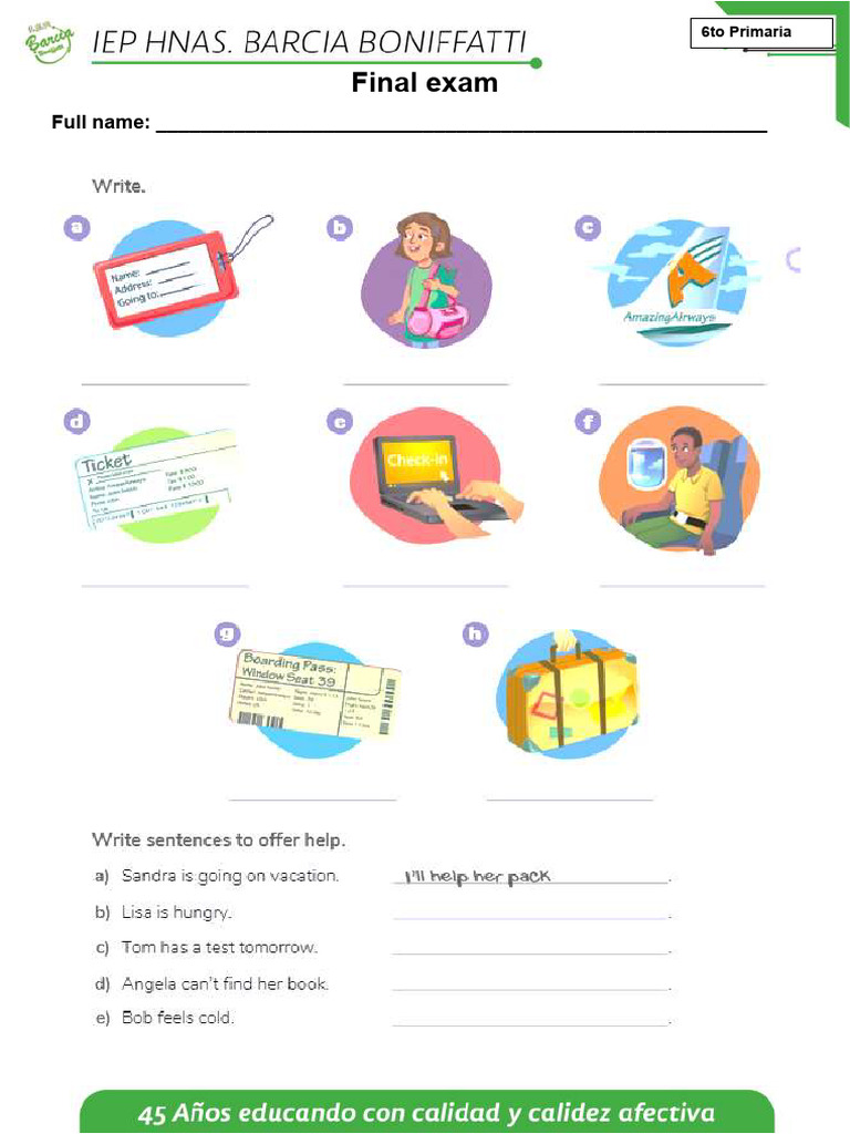 6th Grade Final Exam Template | PDF