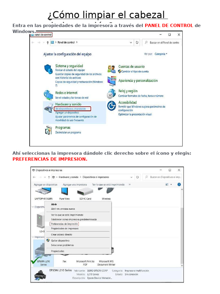 COMO LIMPIAR CABEZAL EPSON 1-2 | PDF