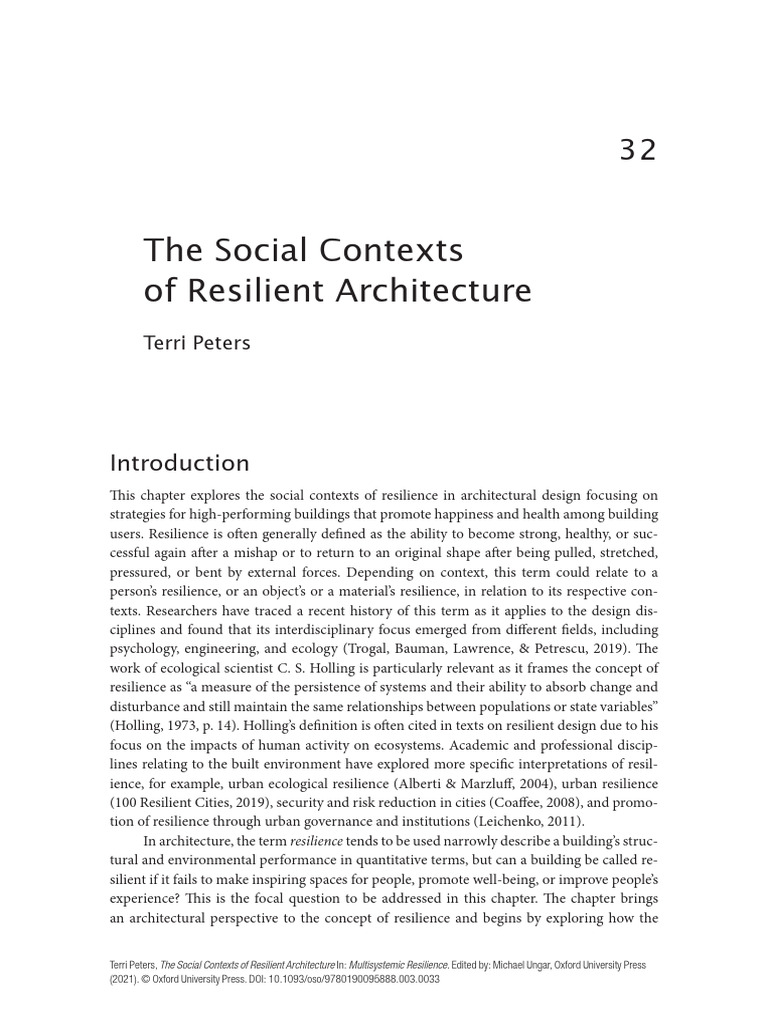 Resilient Architecture and Social Well-Being | PDF | Ecological ...
