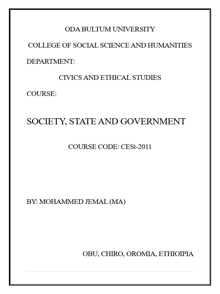 Chapter Two-Society, State and Government | PDF | Social Contract ...