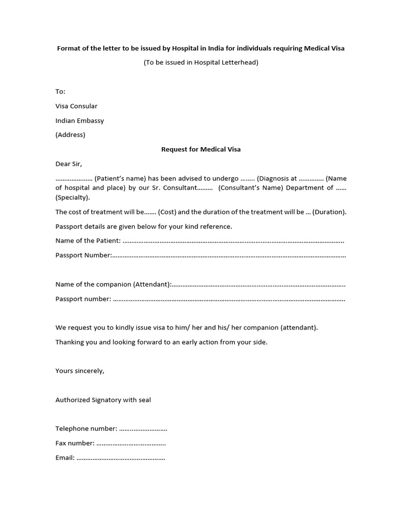 Medical Visa Request Letter | PDF