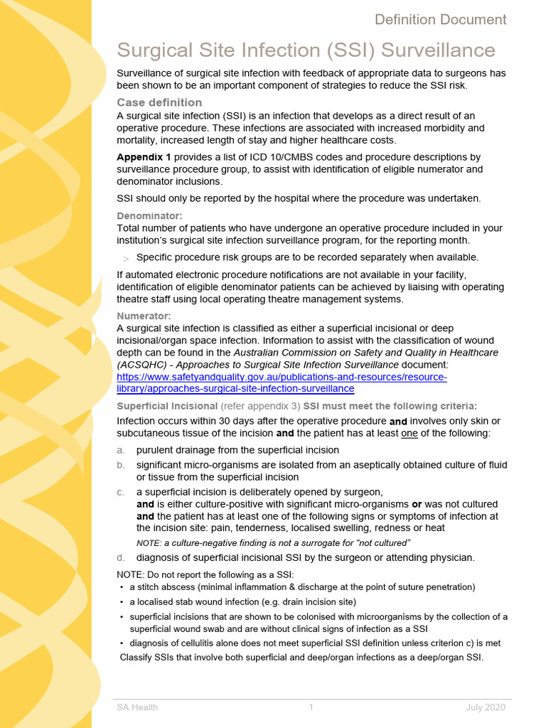 SSI - Surveillance Definition - FY 2022-2023 v1.1 | PDF | Hip | Wound