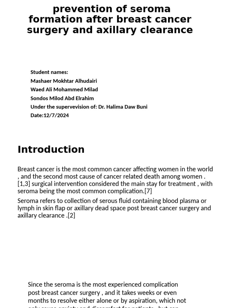 Preventing Seroma After Breast Surgery | PDF | Surgery | Medical ...