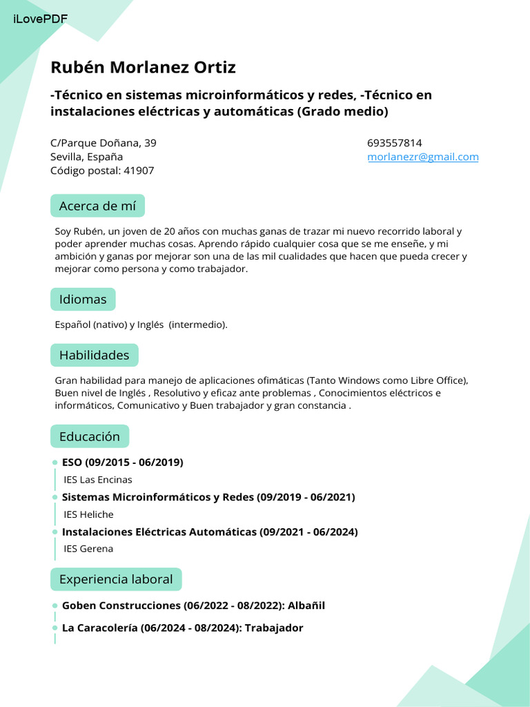 Currículum de Rubén Morlanez Ortiz | PDF