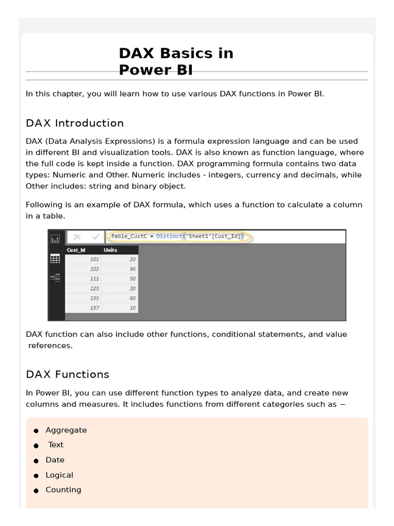 DAX Basics in Power BI-part-1 | PDF | Function (Mathematics) | Numbers