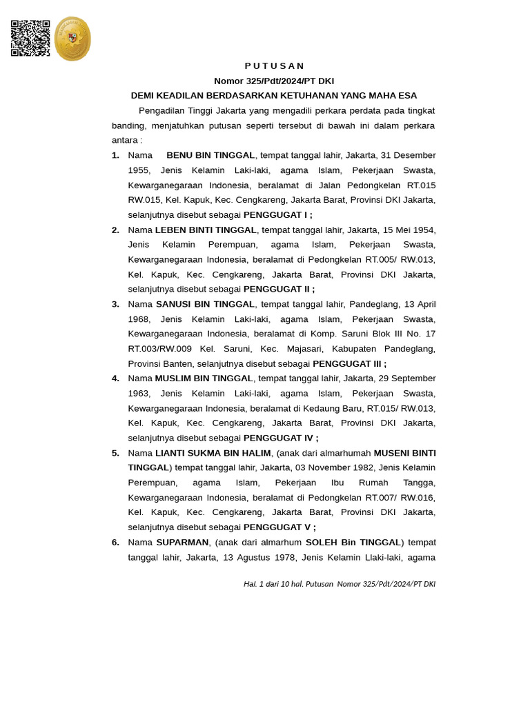 Putusan 325 PDT 2024 PT Dki 20240613191730 | PDF