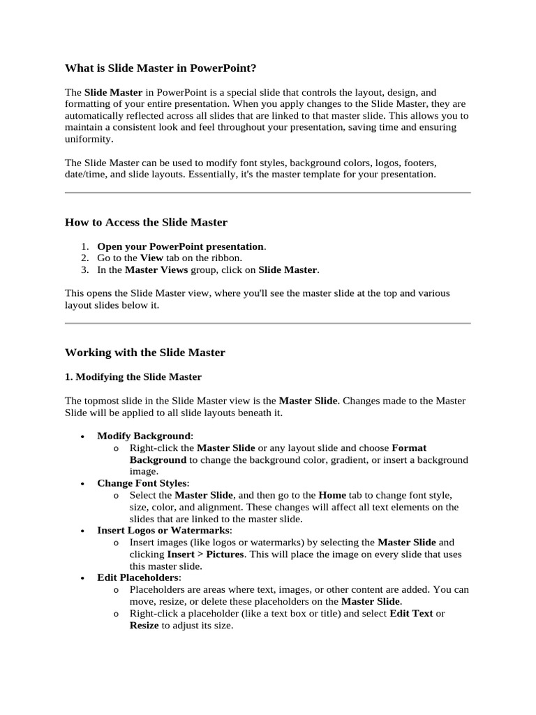 Understanding Slide Master in PowerPoint | PDF | Page Layout | Graphic ...