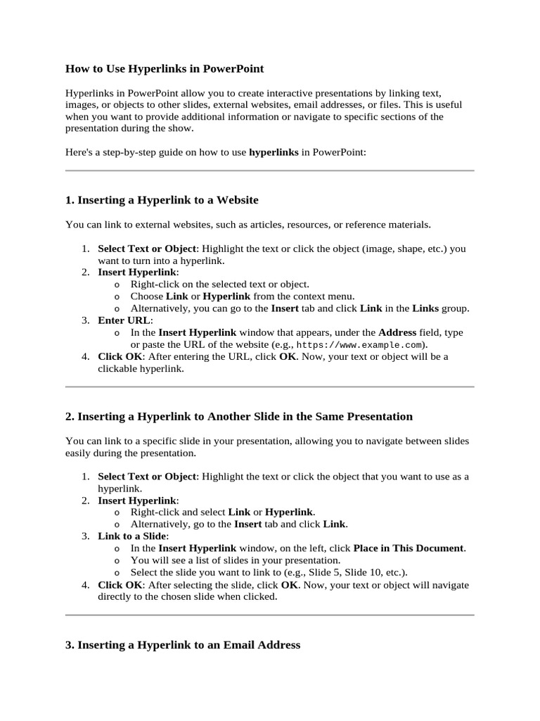 How to Use Hyperlinks in PowerPoint | PDF | Hyperlink | Cyberspace