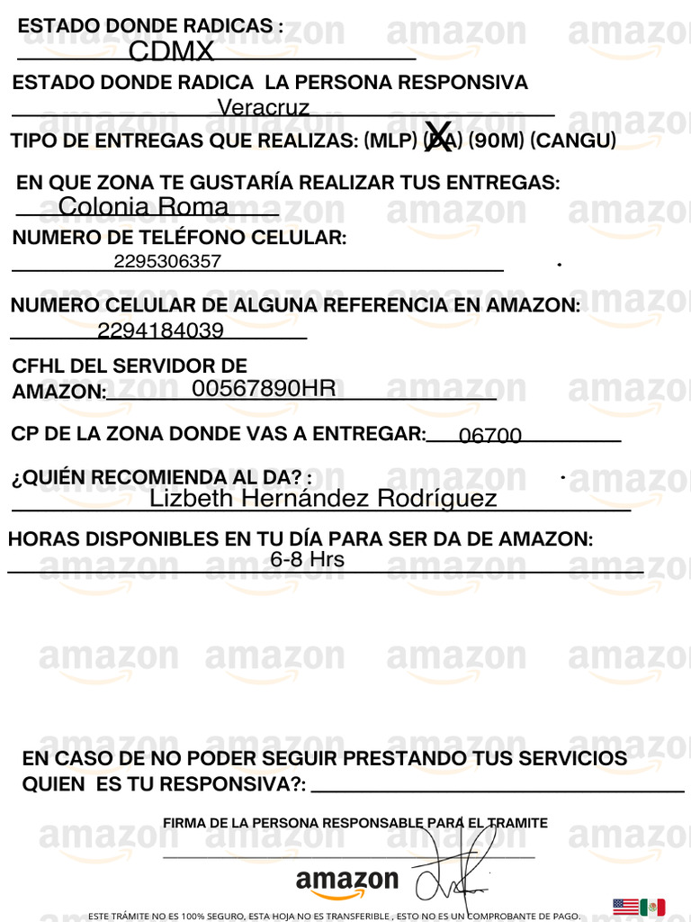 Formulario Amazon | PDF