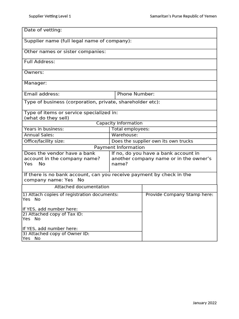 Annex I - Vetting Form | PDF