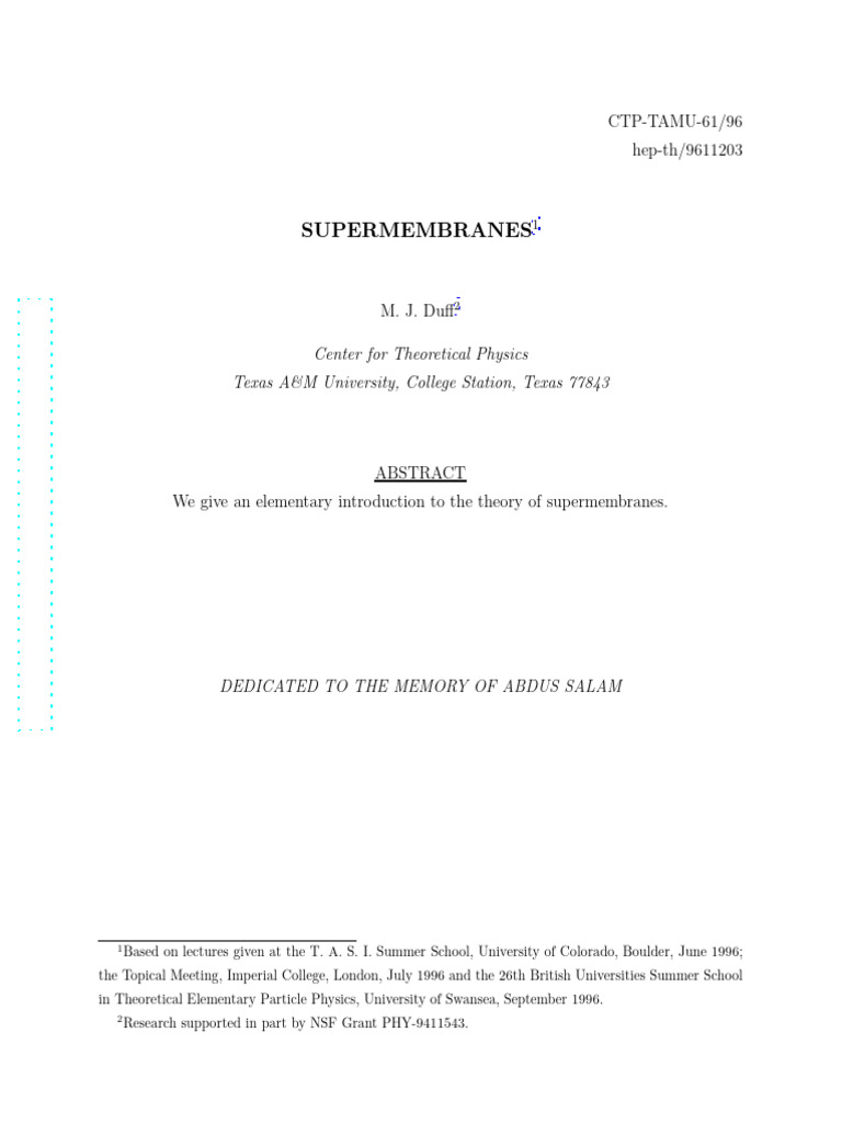 Super Membranes | PDF | String Theory | Dimension