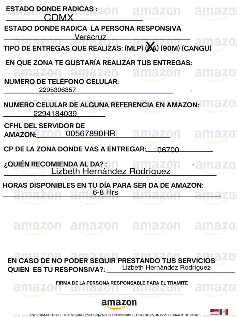 Formulario Amazon | PDF
