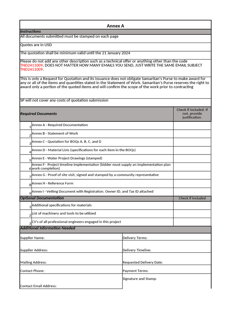 Annex A - Required Documentation - Yakhtul Pipe Networks | PDF