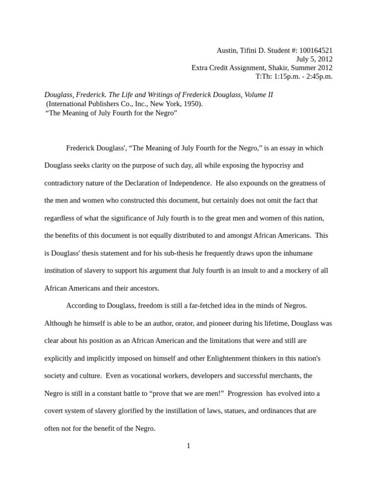 Slave2Analysis of The Meaning of July Fourth For The Negro | PDF ...