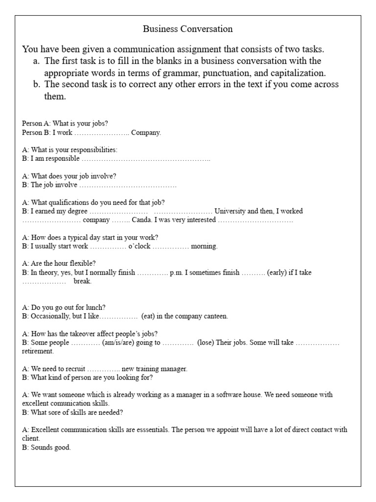 Business Conversation Error Correction Guide | PDF