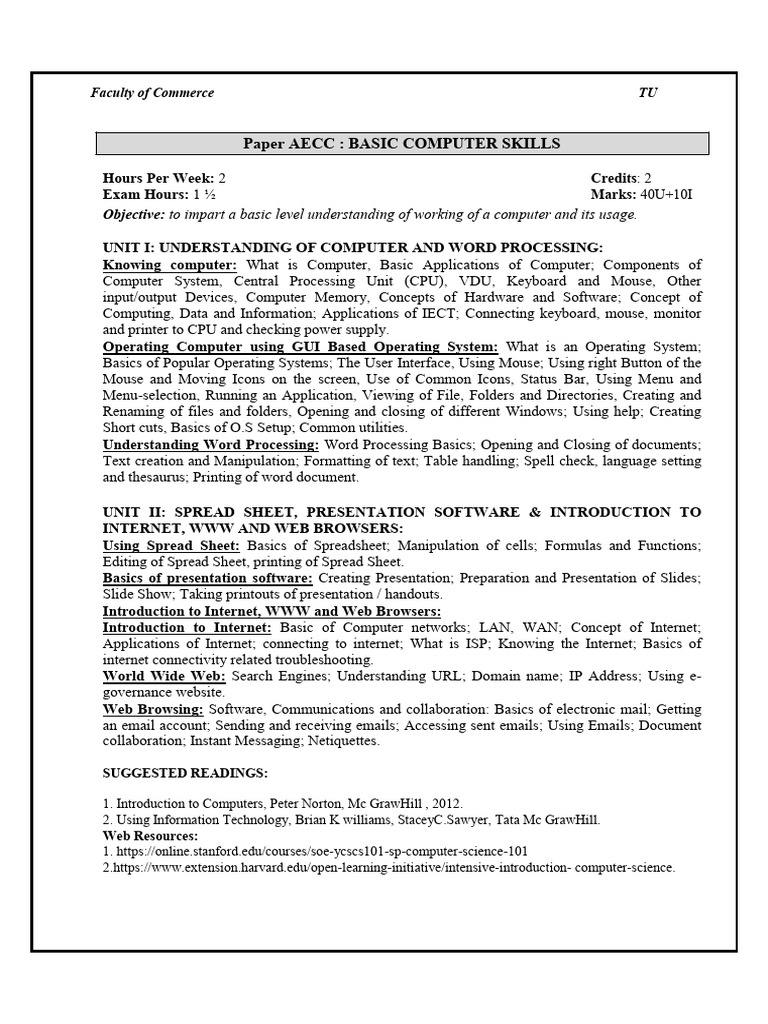 Basic Computer Skills-AEC | PDF | World Wide Web | Internet & Web