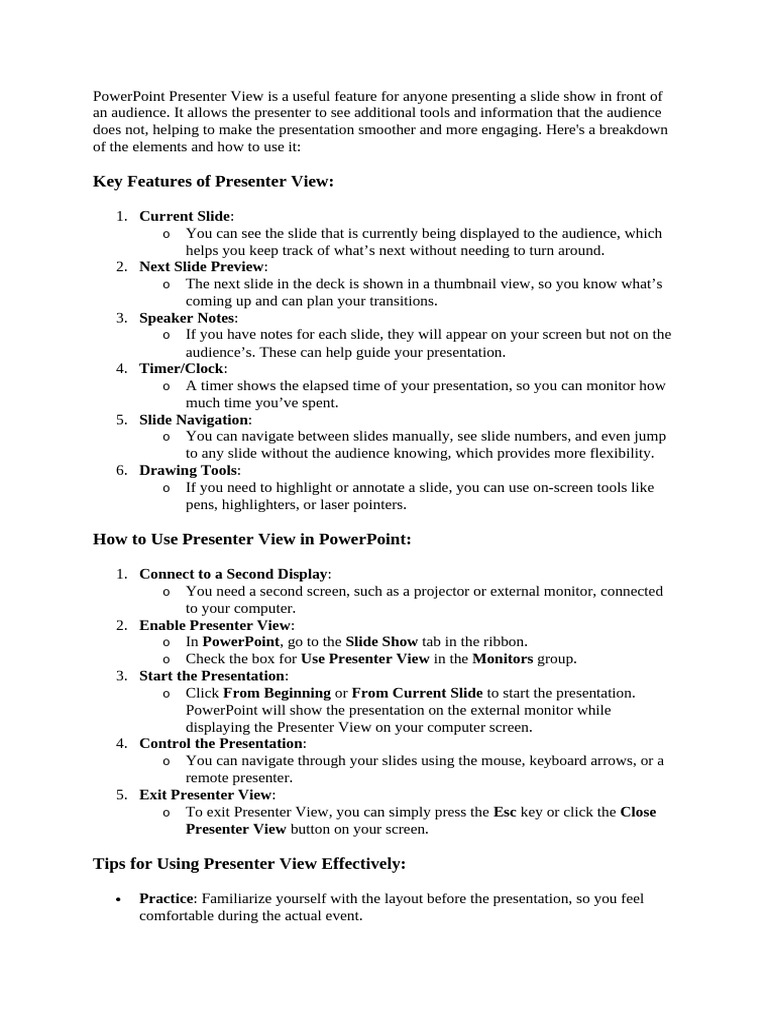PowerPoint Presenter View Guide | PDF | Microsoft Power Point ...