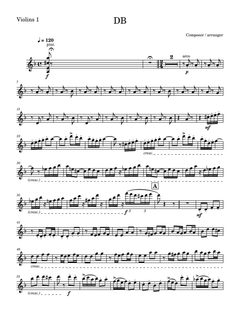 Violins 1: Composer / Arranger Pizz | PDF | Musical Notation | String ...