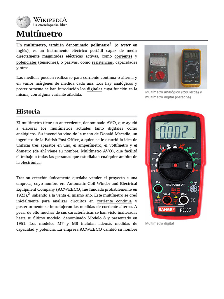 Multímetro | PDF | Cantidad | Electromagnetismo