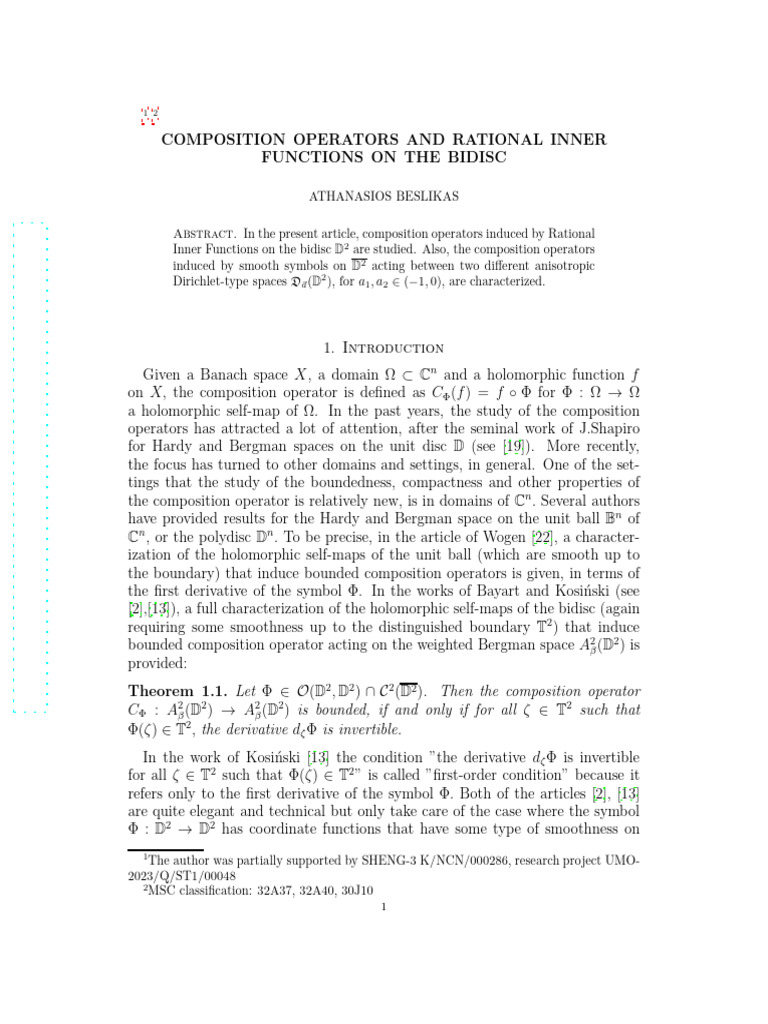 Composition Operators on Bidisc | PDF | Hilbert Space | Function (Mathematics)