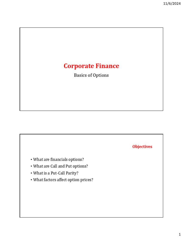 U8. CF1. Basics of Options | PDF | Put Option | Option (Finance)