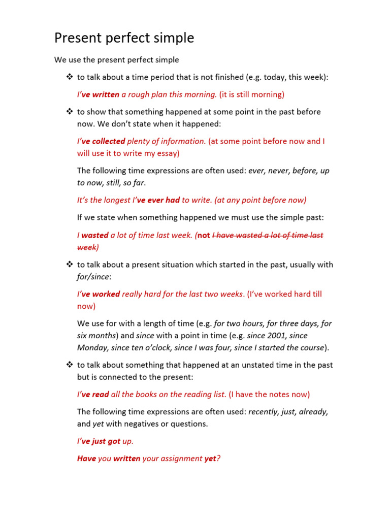 Present Perfect Simple Grammar For Ielts | PDF | Verb | Language Mechanics