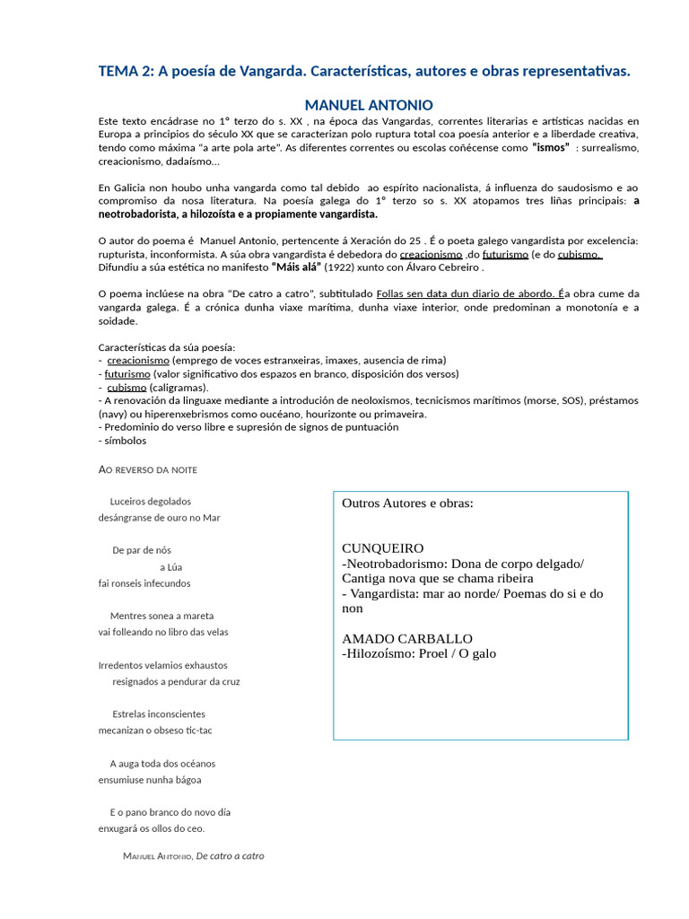 TEMA 2. Manuel Antonio | PDF