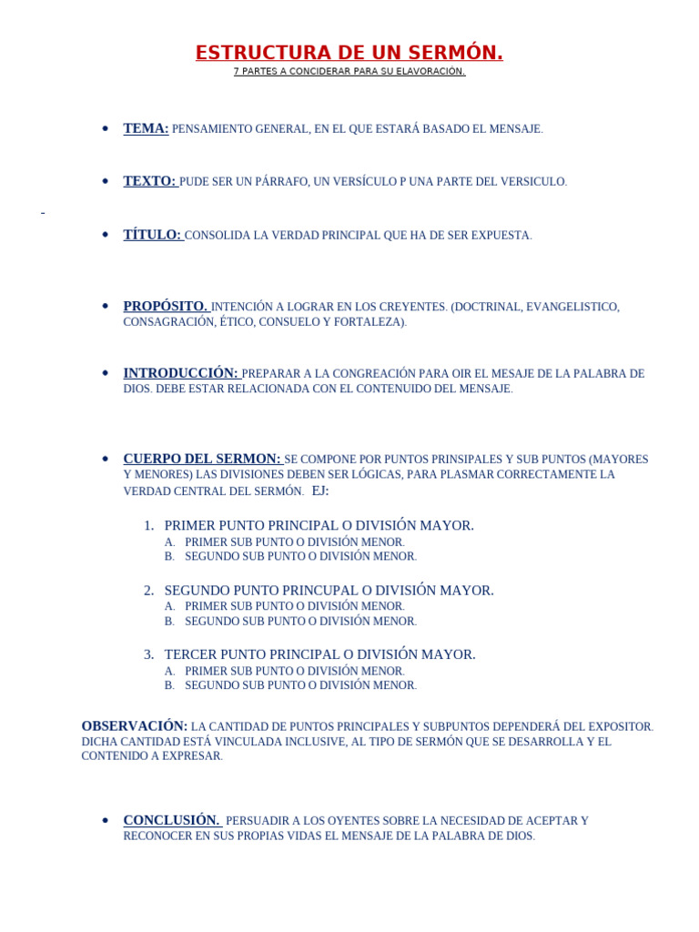ESTRUCTURA DE UN SERMON | PDF