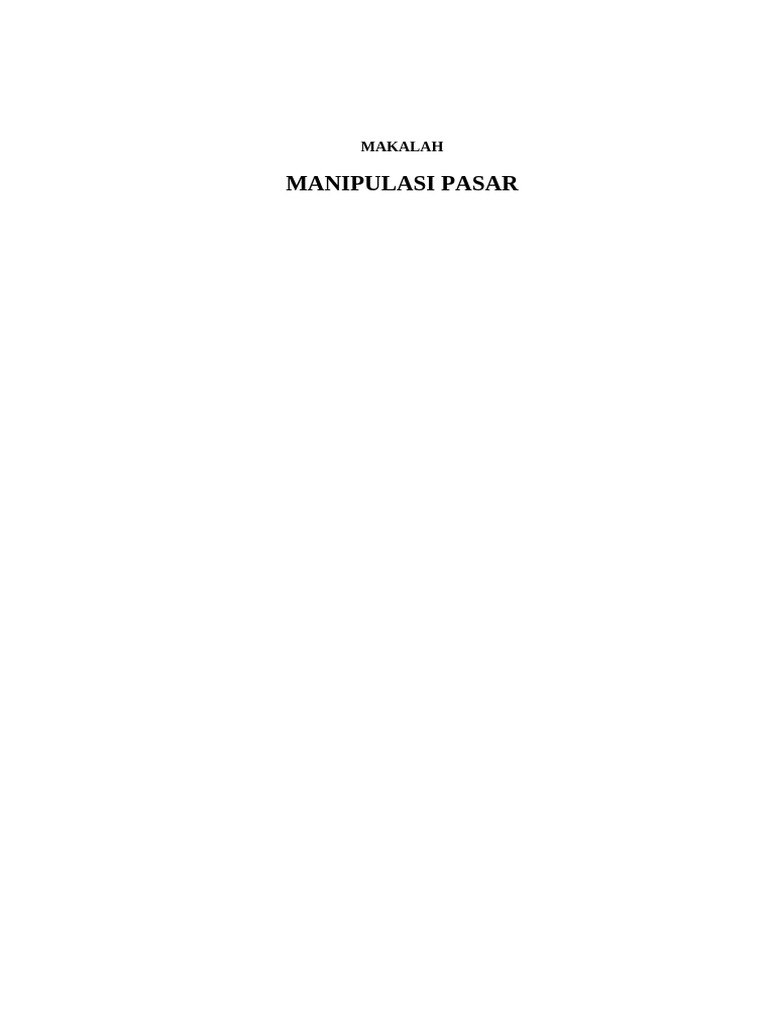 Analisis Manipulasi Pasar Bank Pikko | PDF