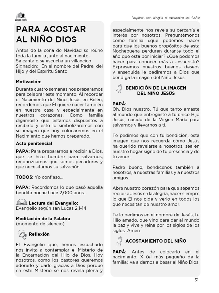 Acostar Al Nino Dios | PDF | orador del Señor | Jesús