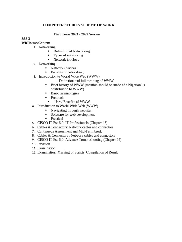 Scheme of Work | PDF