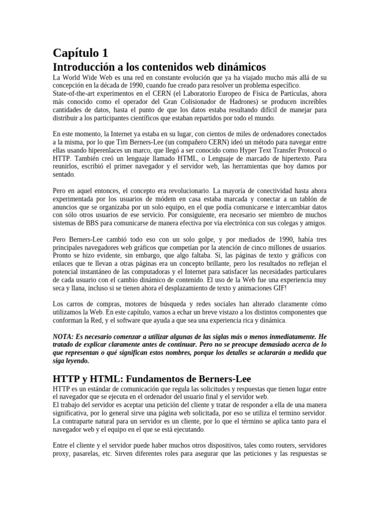 Capítulo 1, Introduccion a los contenidos web dinamicos | PDF | Php | Redes