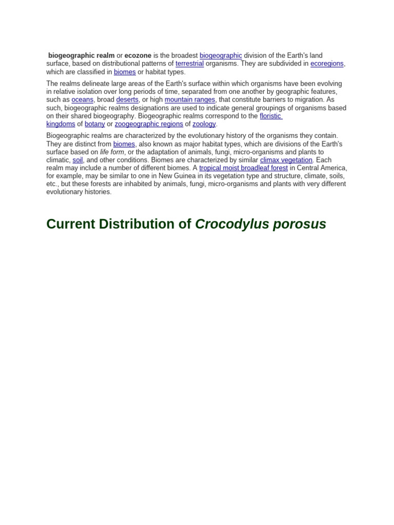 Current Distribution of crocs | PDF | Biogeography | Earth Sciences