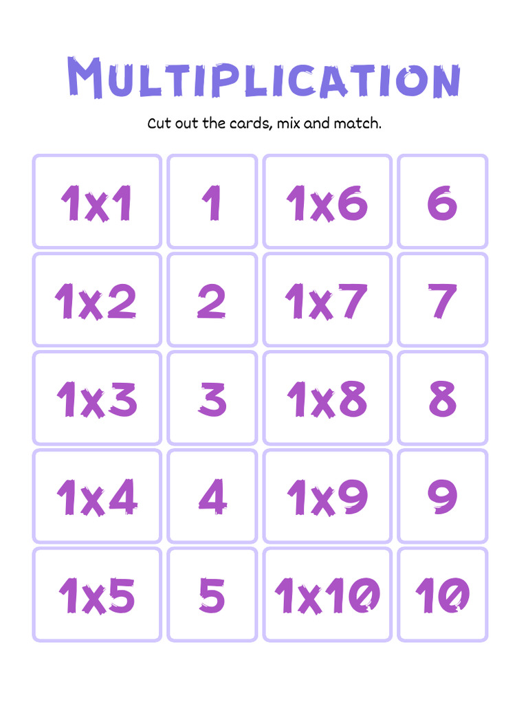 Multiplication Flashcards Worksheet Set.pdf | PDF