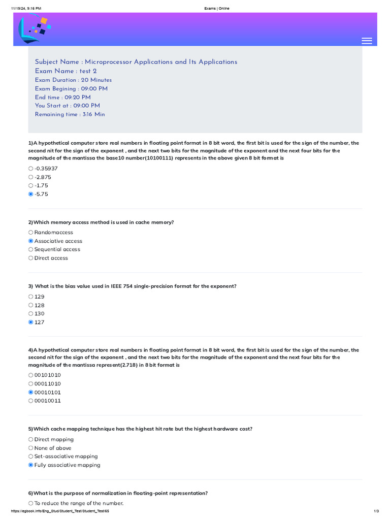 Quiz 1 CA Solu | PDF | Cache (Computing) | Cpu Cache