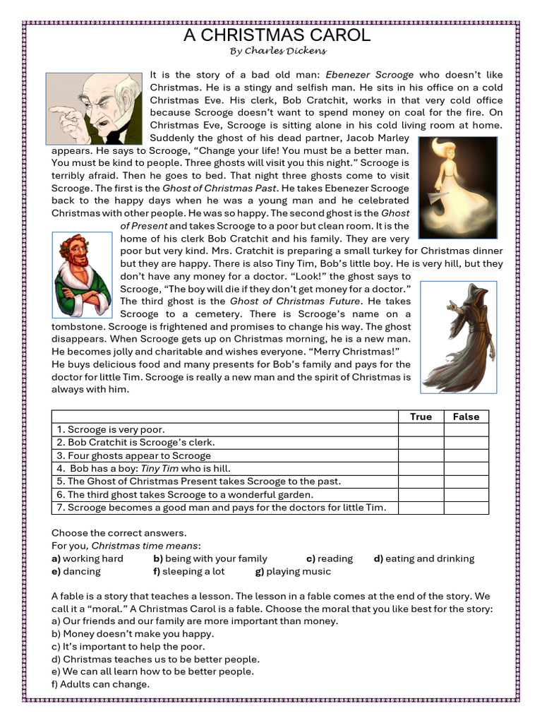 A Christmas Carol Summary & Quiz | PDF | Ebenezer Scrooge | A Christmas ...