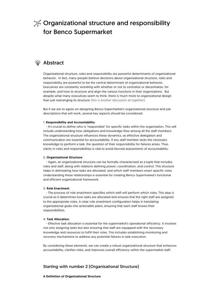 Benco Supermarket Structure Guide | PDF | Organizational Structure ...