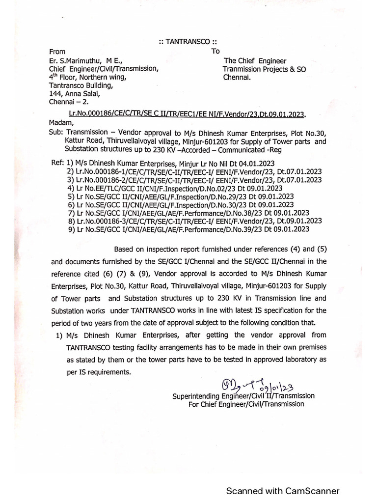 TNEB Vendor Approval | PDF