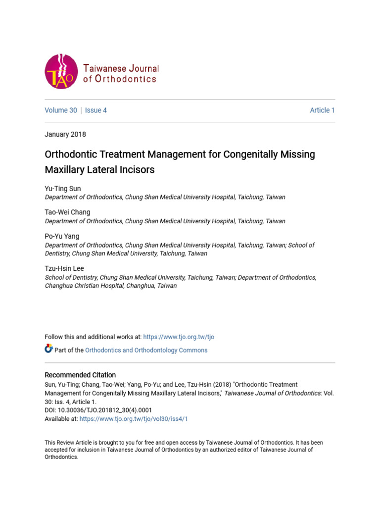 Maxillary Lateral Incisor Agenesis | PDF