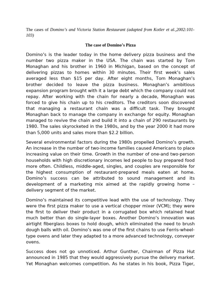 Case Studies On Domino's and Victoria Station Restaurant | PDF | Restaurants
