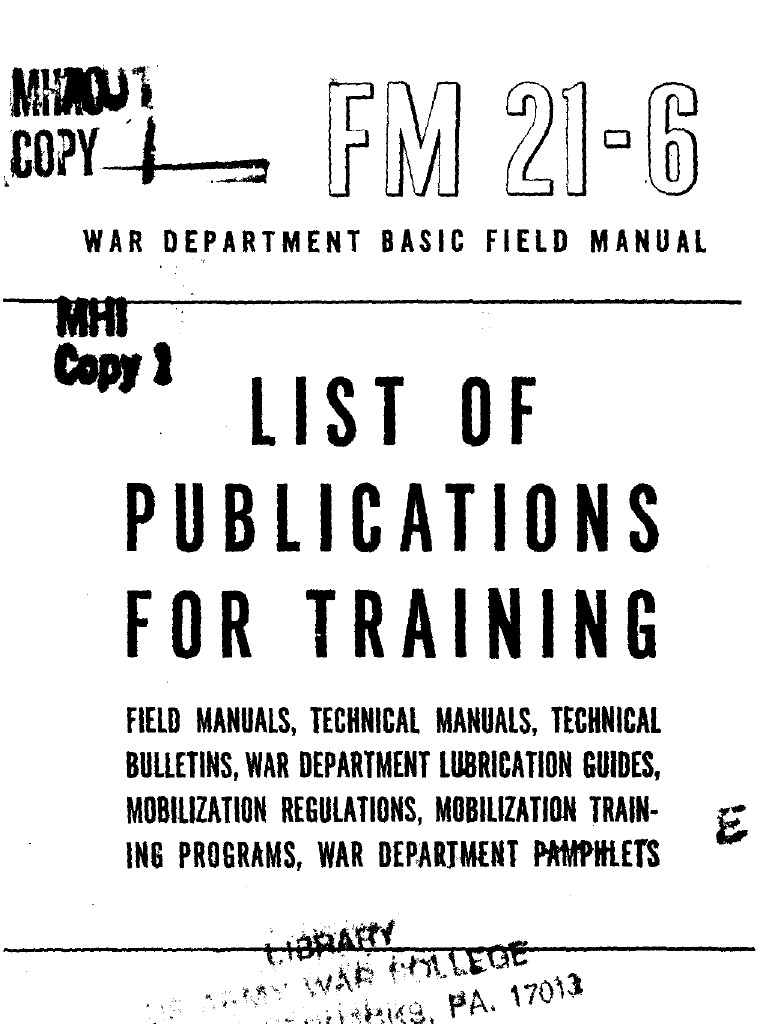 Fm 21 6 List of Publications for Training Field Manuals Technical ...