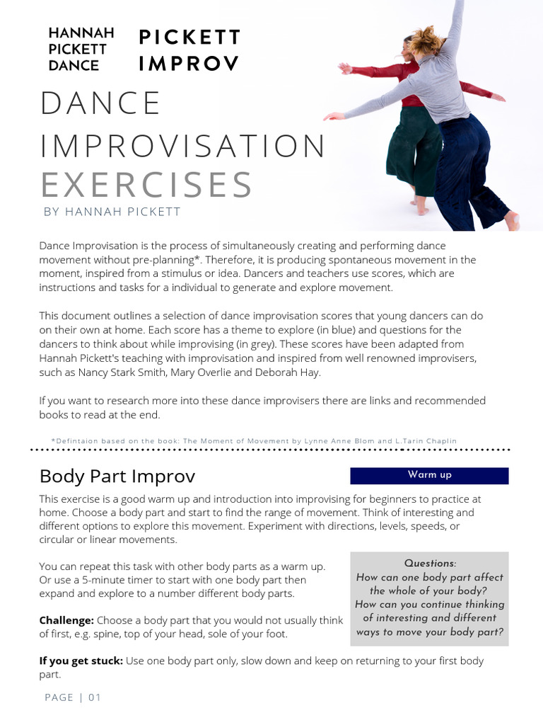 Dance Improvisation Scores for Beginners | PDF | Choreography | Dances