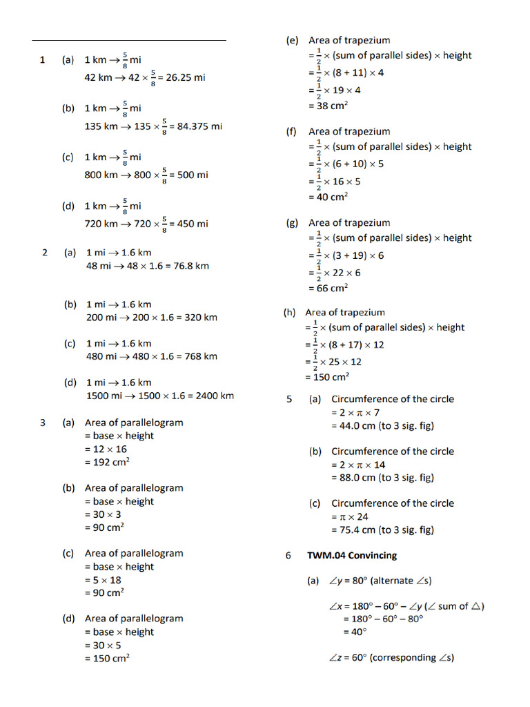 Revision Year 8 Answer | PDF
