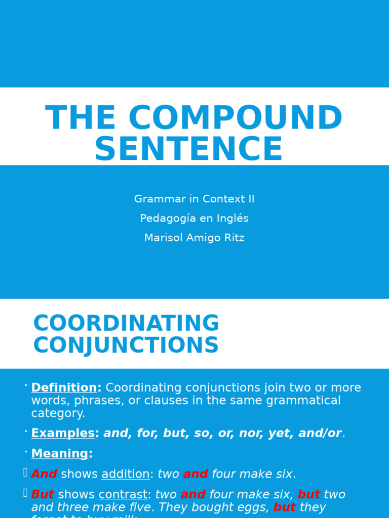 Compound sentences | PDF | Verb | Subject (Grammar)