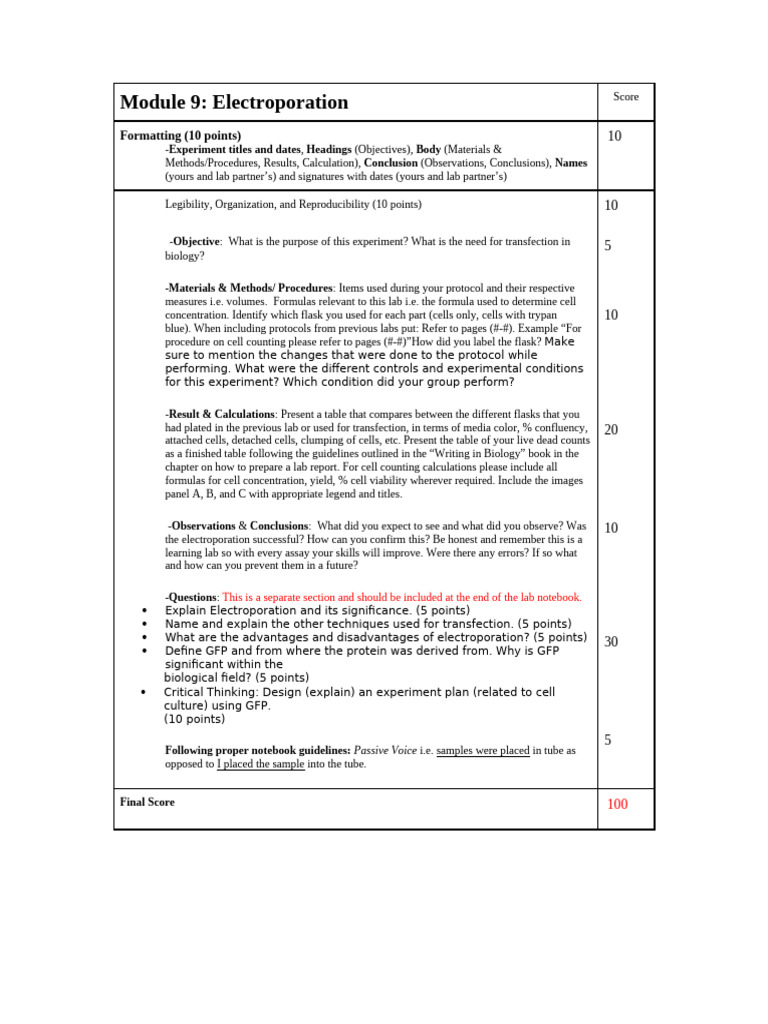 Module 9 Laboratory Notebook Rubric 6617-01 | PDF | Experiment | Green ...