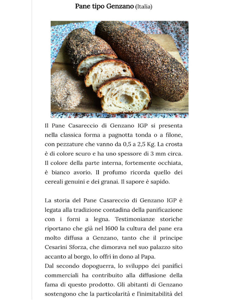 Ricetta Pane Di Genzano | PDF