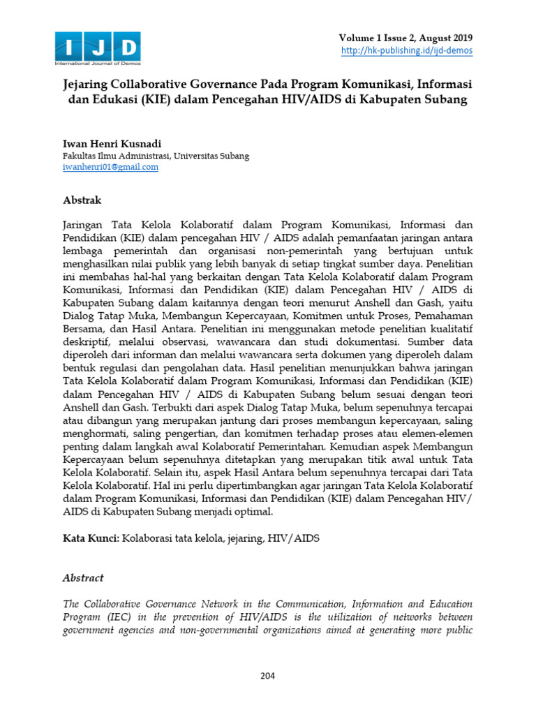 jejaring collaborative governance pada program komunikasi, informasi dan edukasi dalam ...